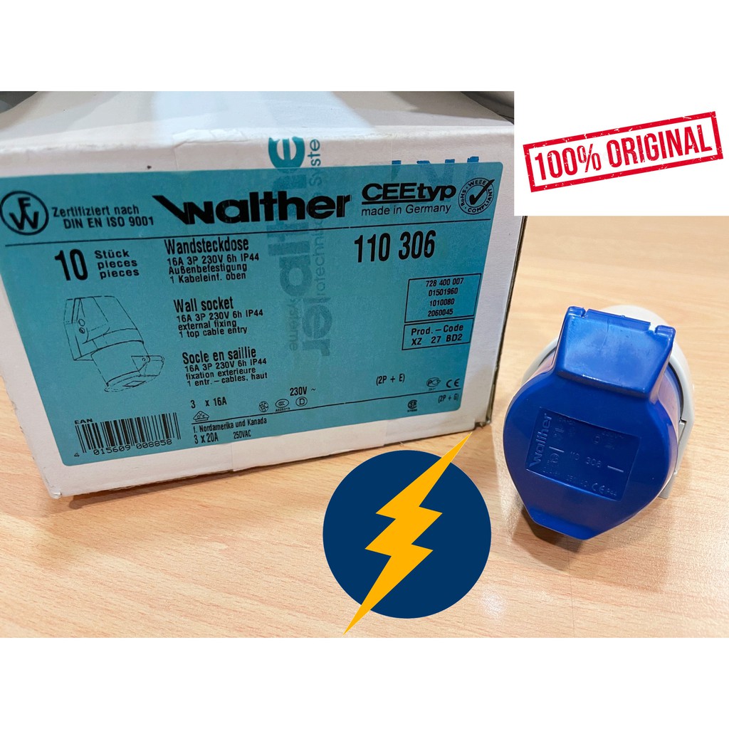 WALTHER 110306 SOCKET SURF MT, 16A, 230V, IP44 | Shopee Malaysia