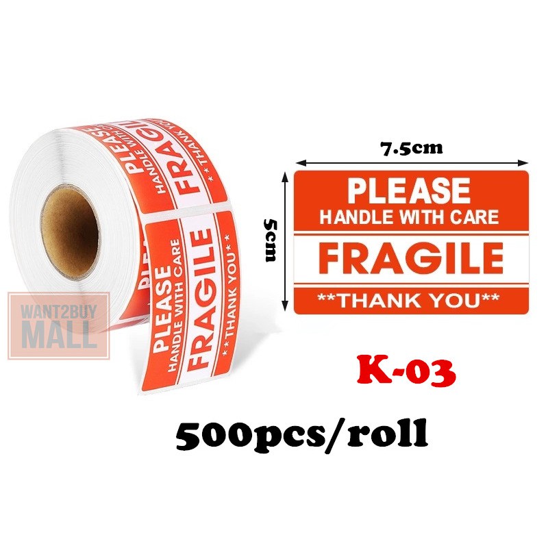 🇲🇾 1000pcs/roll Fragile Sticker Pos Laju Courier Handle With Care Do ...
