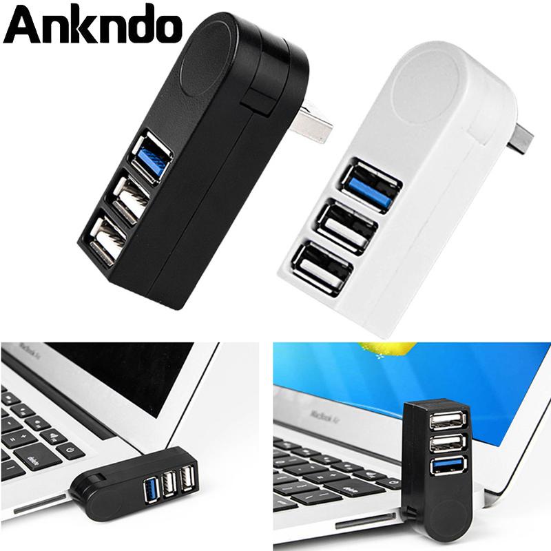 Ankndo 3 Ports USB Hub For Laptop Computer Mini Rotate Cable Splitter ...