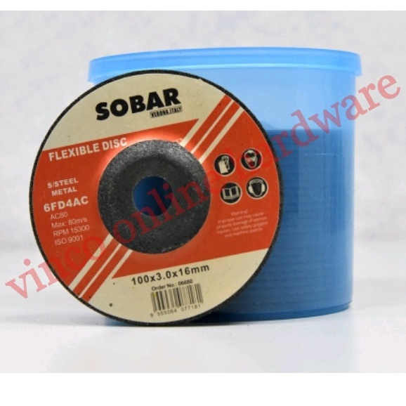 (1pcs) 4" x 3.0mm x 16mm SOBAR NIETZ FLEXIBLE GRINDING DISC AC80 FOR ...