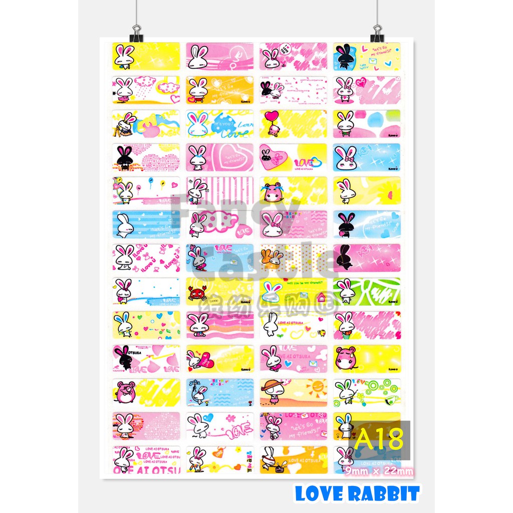 Multi Cartoon Name Sticker (Small) | Shopee Malaysia
