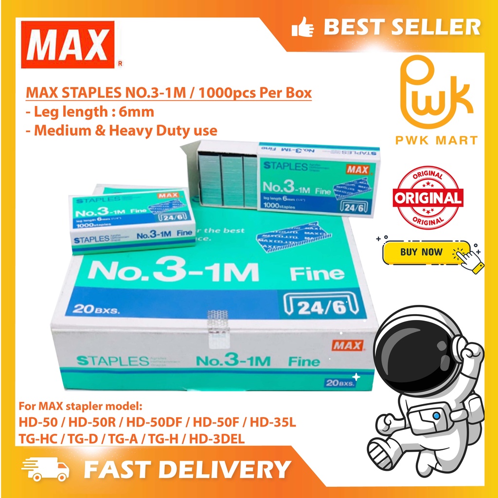 MAX Staples No.3-1M (box) / Dawai Kokot / Ubat Stapler (kotak) | Shopee ...