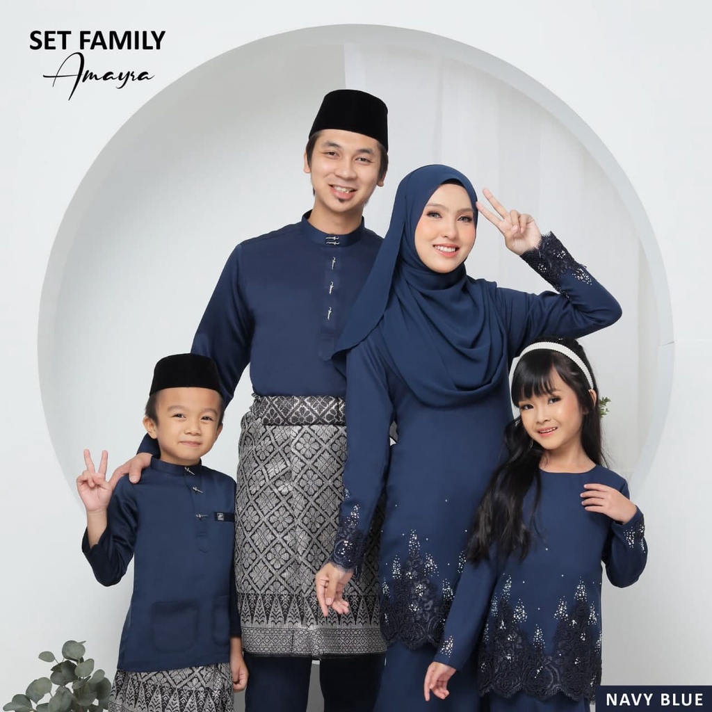 NAVY BLUE BAJU KURUNG FAMILY SEDONDON RAYA/KENDURI WARNA NAVY BLUE ...