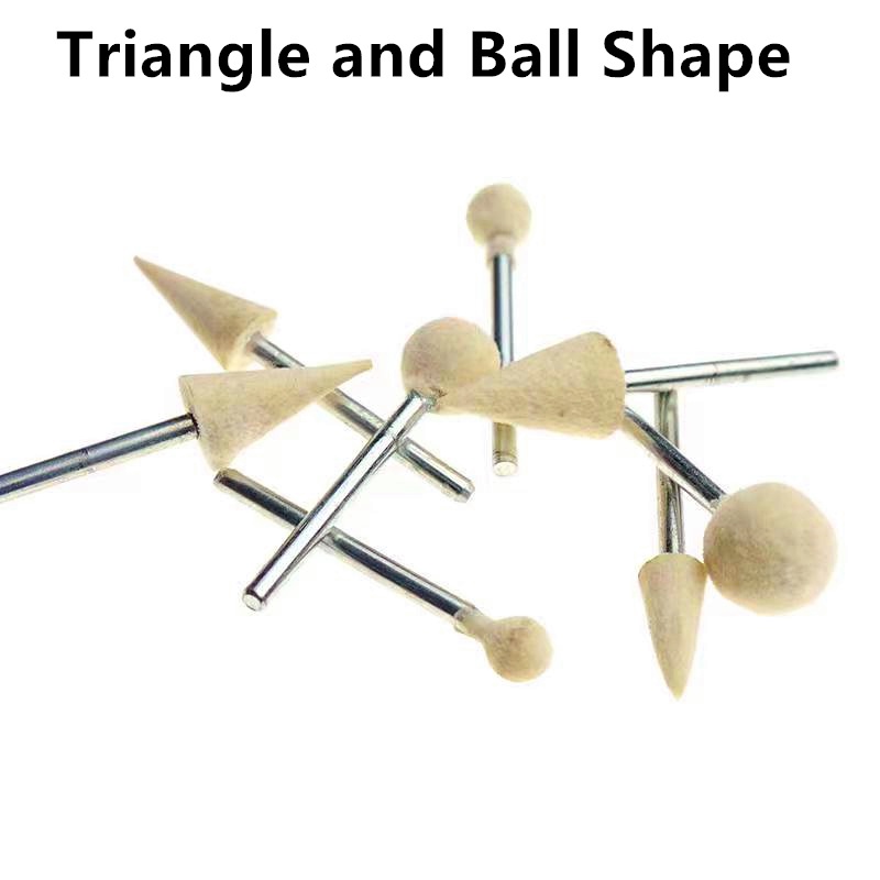 triangle and ball shape Wool Felt Polishing Burrs Point Wheel 3mm Shank ...