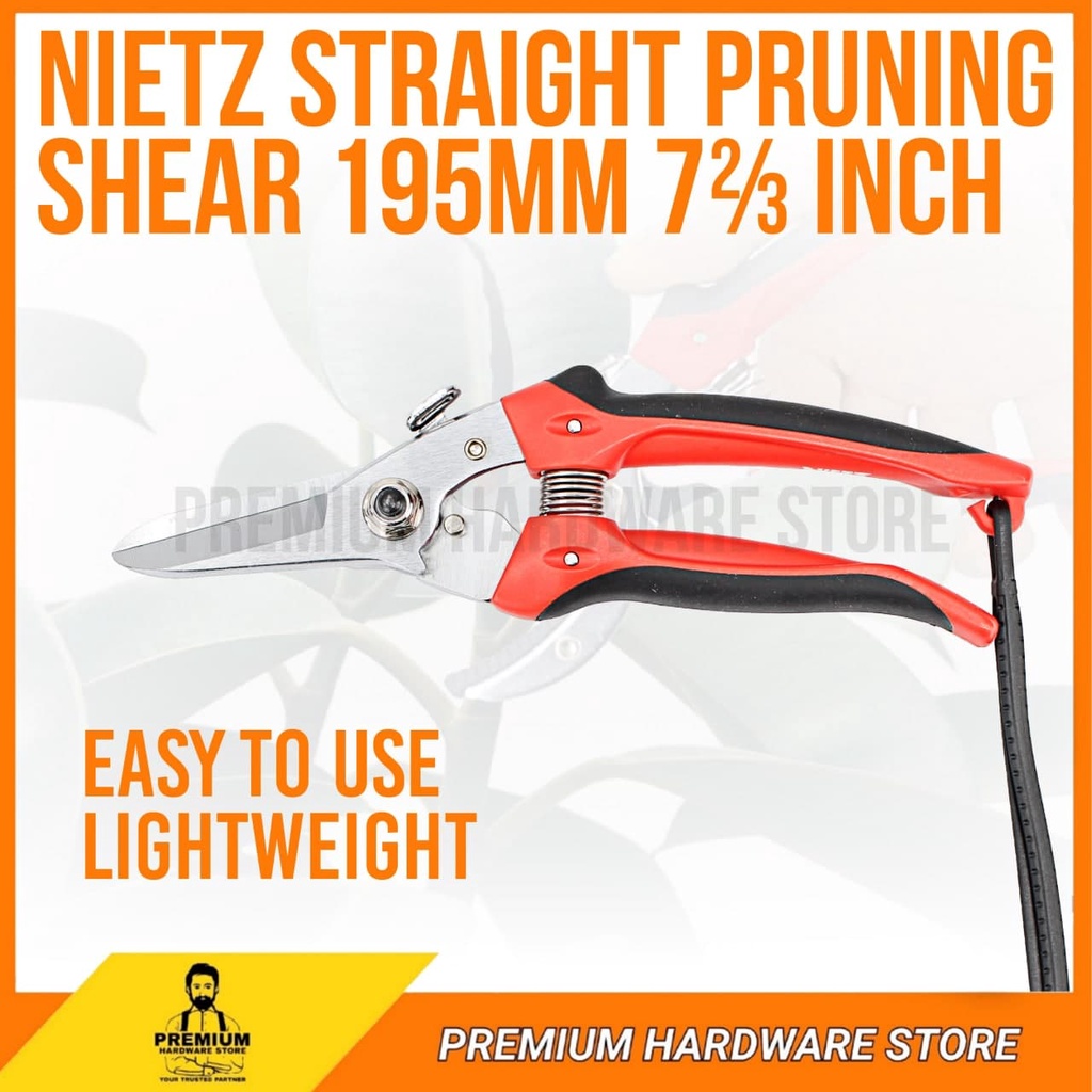 NIETZ STRAIGHT PRUNING SHEAR 195MM Garden Plant Scissor Garden Cutter ...