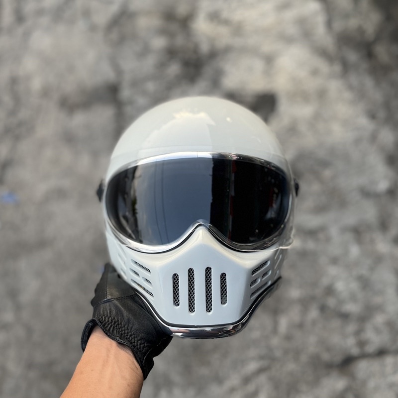 SIMPSON M30 White Glossy Helmet / Custom Retro Helmet | Shopee Malaysia