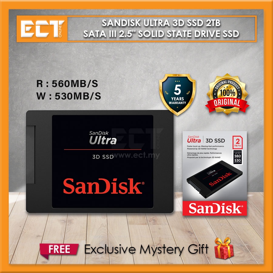 Sandisk Ultra 3D SSD 250GB / 500GB / 1TB / 2TB SATA III 2.5" Solid ...