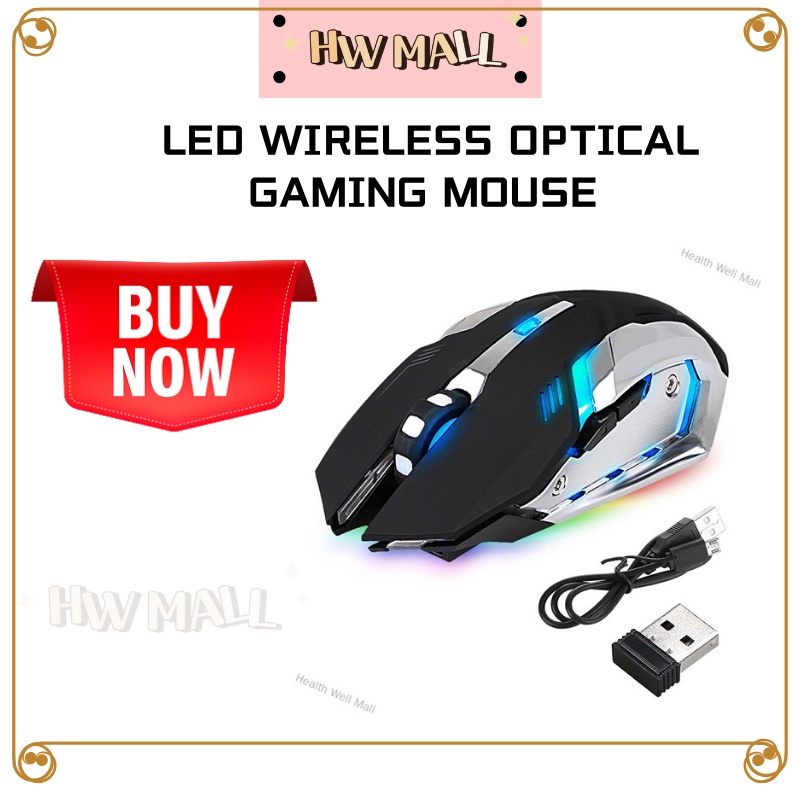 Health Well Mall LED Wireless Optical Gaming Mouse Rechargeable X7 High ...