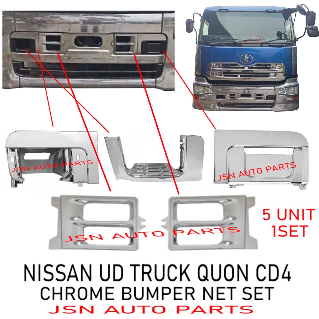 J123S01 NISSAN QUON NISSAN CD4 INNER CHROME BUMPER NET SET | Shopee ...