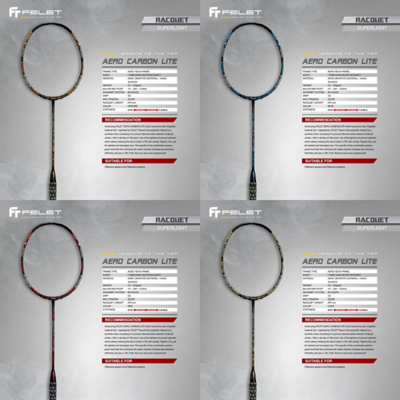 Felet Badminton Racket Aero Carbon Lite | Shopee Malaysia