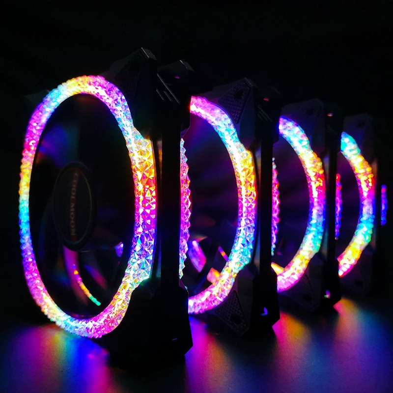 {ReadyStock} Double LED Diamonds FAN High Bright 12CM Rainbow GAMING ...