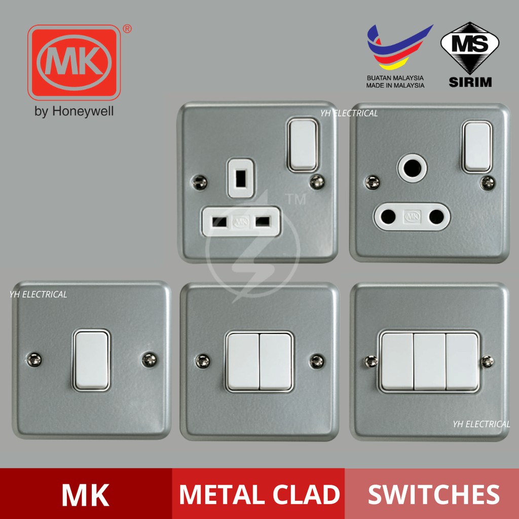 MK Metal Clad Switch Socket & Switches (1GANG, 2 GANG, 3 Gang, 13A ...