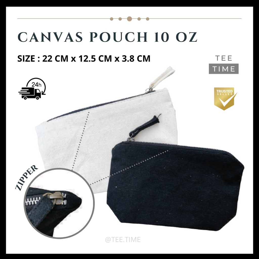 Ready Stock Small Canvas Pouch with zip thick canvas pencil case Pen ...
