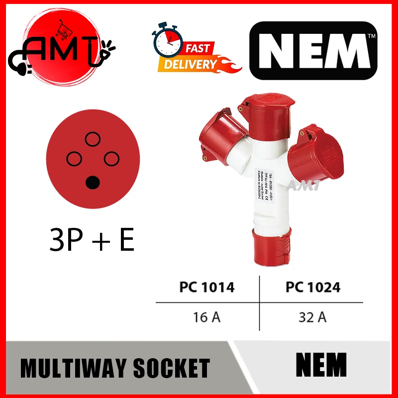 NEM MULTIWAY THREE WAY SOCKET 16A 32A 3P+E 1014 1024 IP44 | Shopee Malaysia