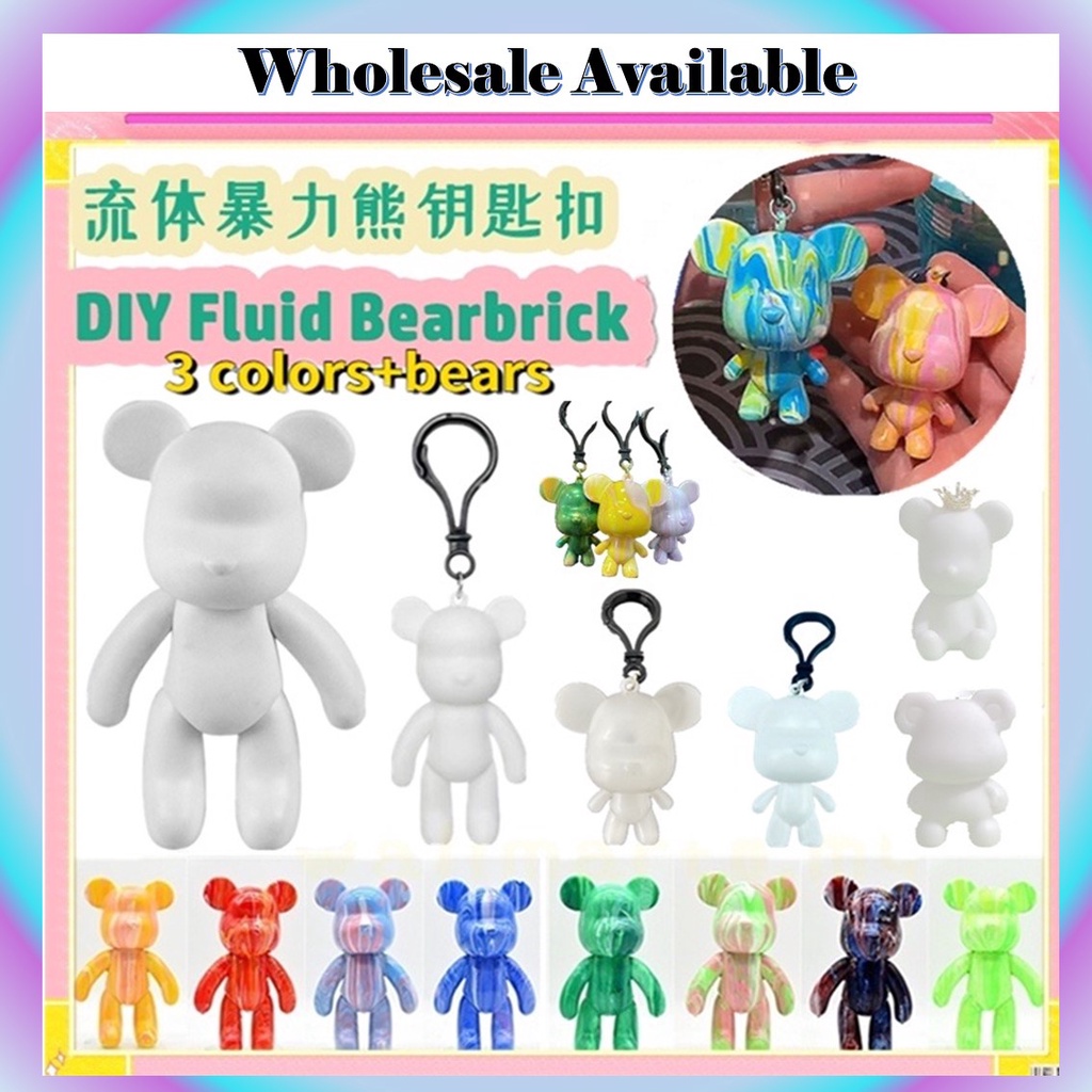 DIY Fluid Bear Keychain Bearbrick Colored Pigment Pendant Big Head ...