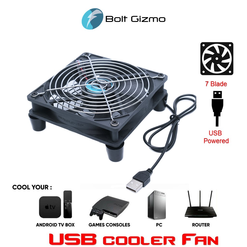 USB Fan 120MM External Cooler Stand For Router / Modem / TV Box ...