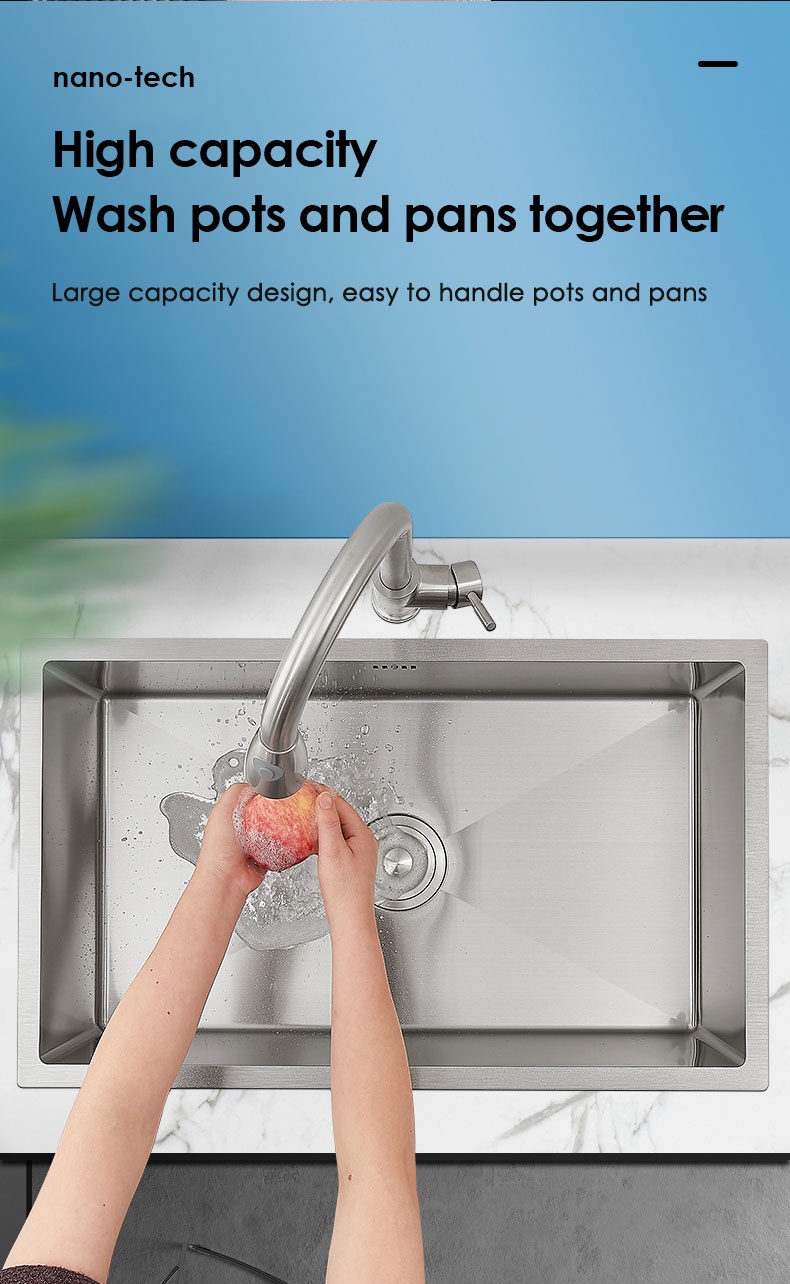 SINK NANO [Water Taps /6 gift]304 Stainless Steel Handmade Undermount ...