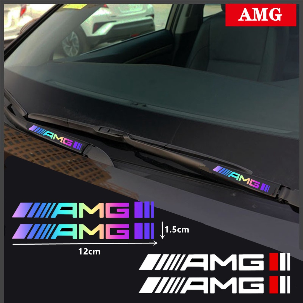 2Pcs AMG Wiper Stickers Car Front Rear Windshield Decals 2Pcs For Benz ...