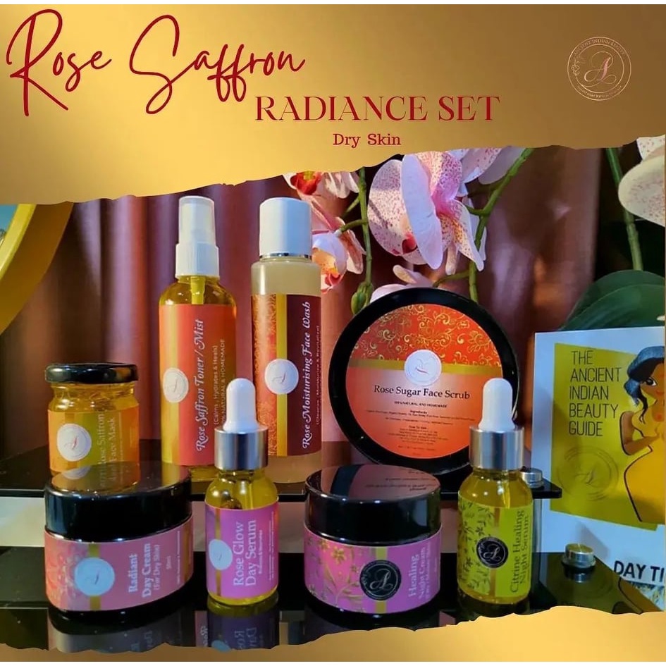 Rose Saffron Radiance Set - Full Skincare Set for DRY/MATURE SKIN ...