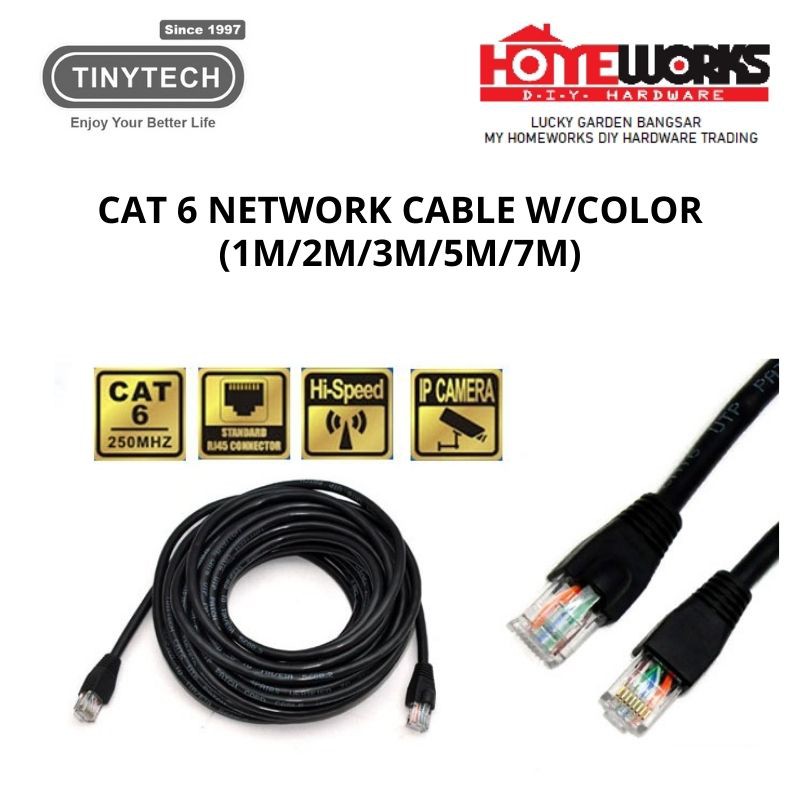 TINYTECH CAT 6 NETWORK CABLE W/COLOR (1M/2M/3M/5M/7M) | Shopee Malaysia