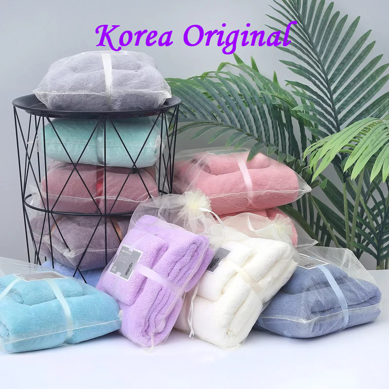 (KOREA Original) 2in1 Towel Bath Towel 2pcs Luxury Super Large Towel ...