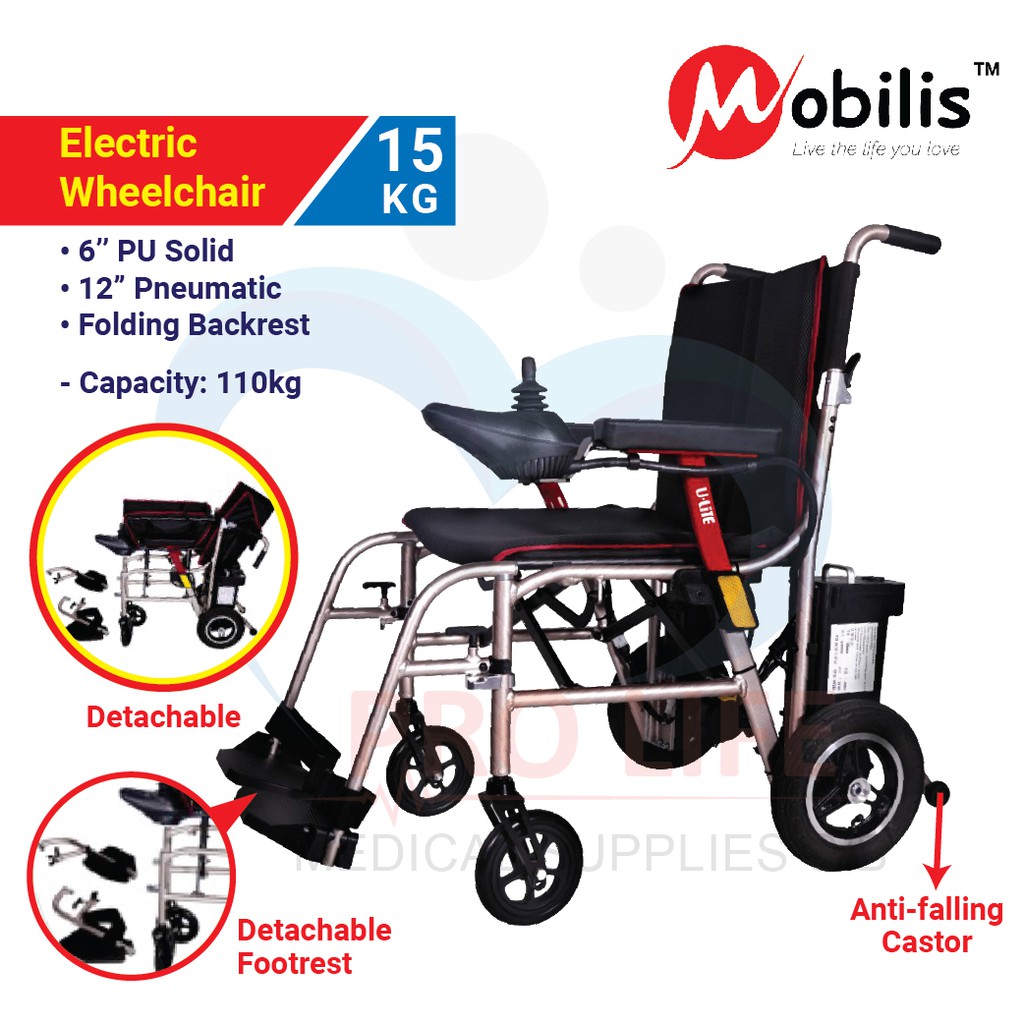 Mobilis Electric Wheelchair MO E500LX Black Colour Kerusi Roda Elektrik ...
