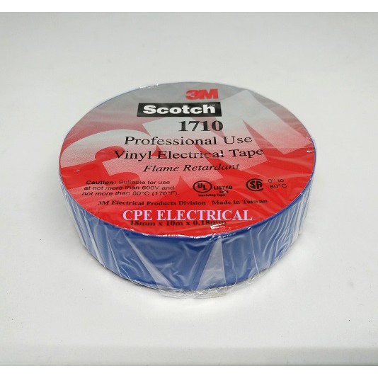 3M Scotch 1710 VINYL ELECTRICAL Insulation PVC Wire TAPE 18mm x 10m x 0 ...