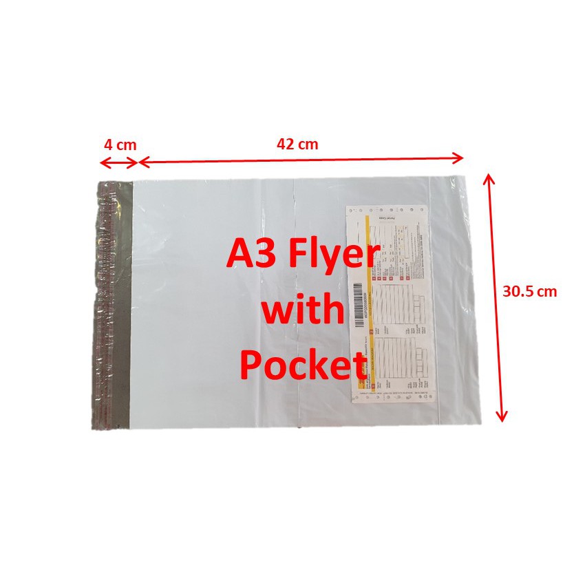 *Ready Stock* A3 Size with Pocket 30.5cm x 42cm White Courier Plastic ...