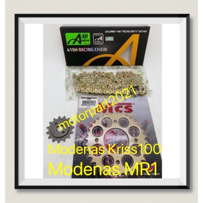 Modenas kriss 100/ Modenas CT110 / MR1 415 sprocket set mcs rantai aji racing | Shopee Malaysia