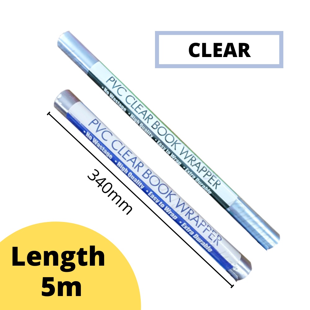 Clear/Emboss 340mm/450mm*5m PVC Book Wrapper / Book Cover / Pembalut ...