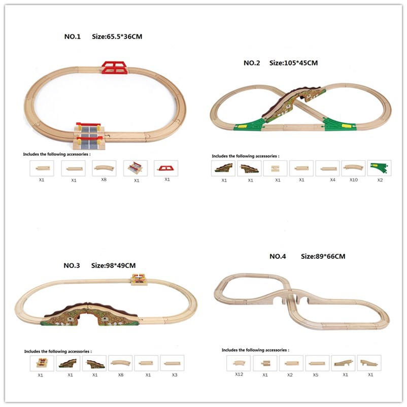8 Wooden Train Track Set Expandable Wooden Track Rails Wooden Train ...
