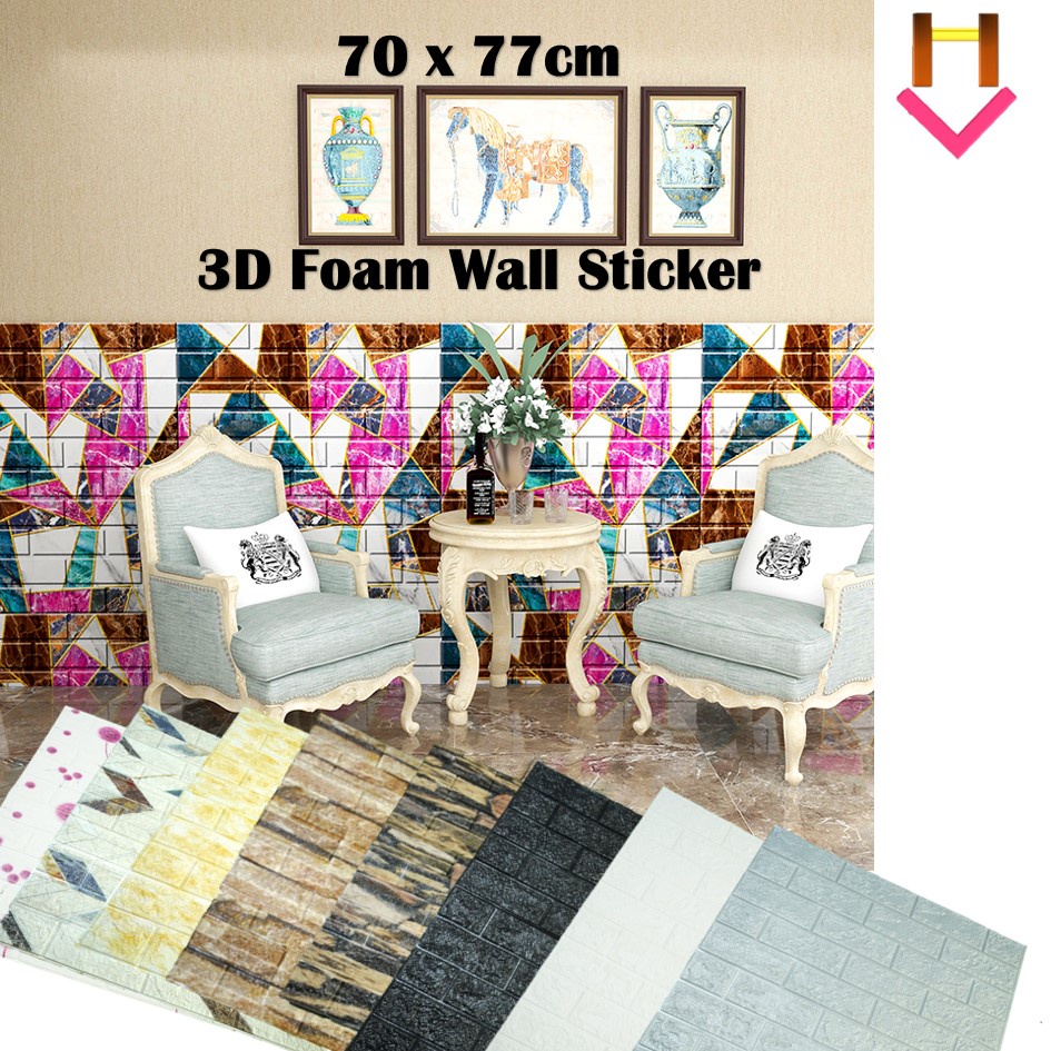 70cm x 77cm Kertas Dinding 3D Corak Bata – Pelekat Buih Tebal | 70x77cm ...