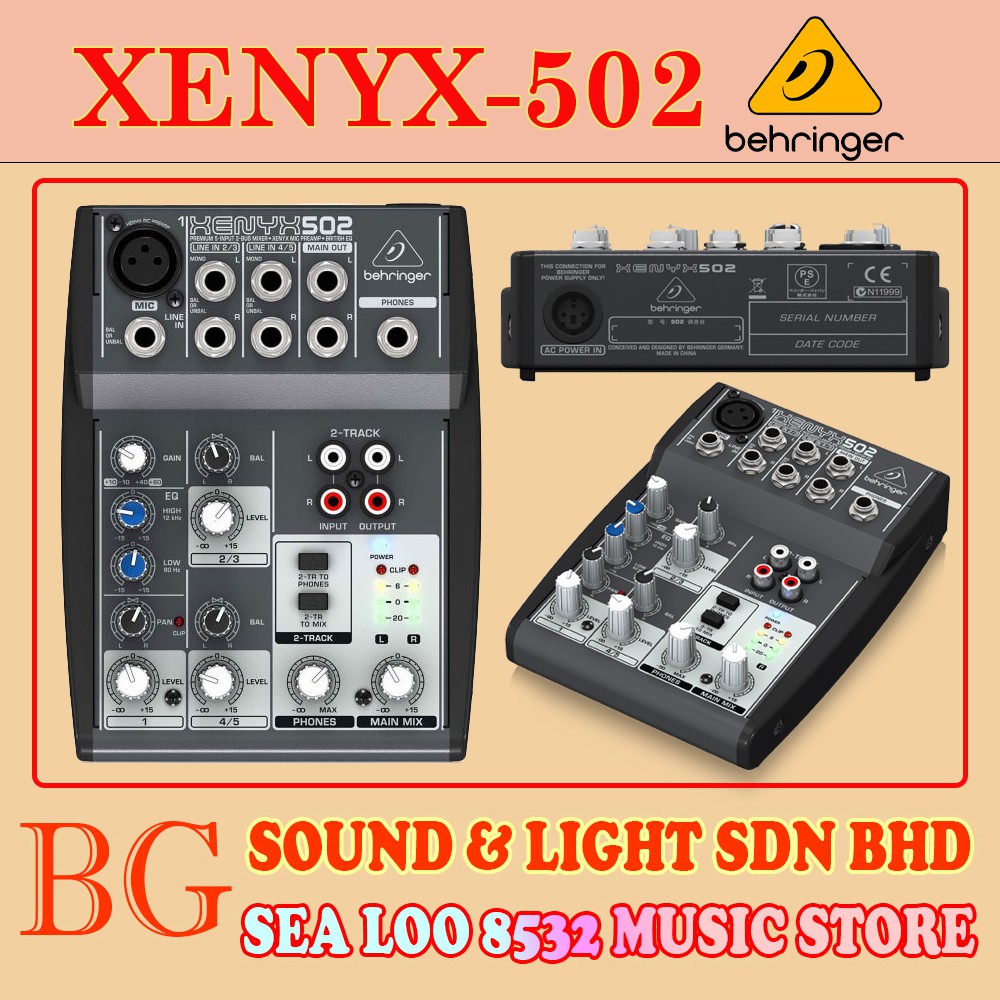 BEHRINGER XENYX 502 / XENYX-502 5 CHANNEL ANALOG MIXER | Shopee Malaysia