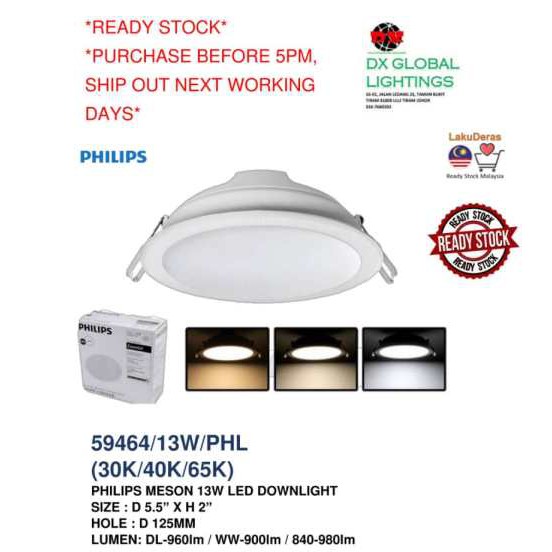 *READY STOCK* PHILIPS LED DOWNLIGHT ROUND / SQUARE 13W /17W 6500K,3000K ...