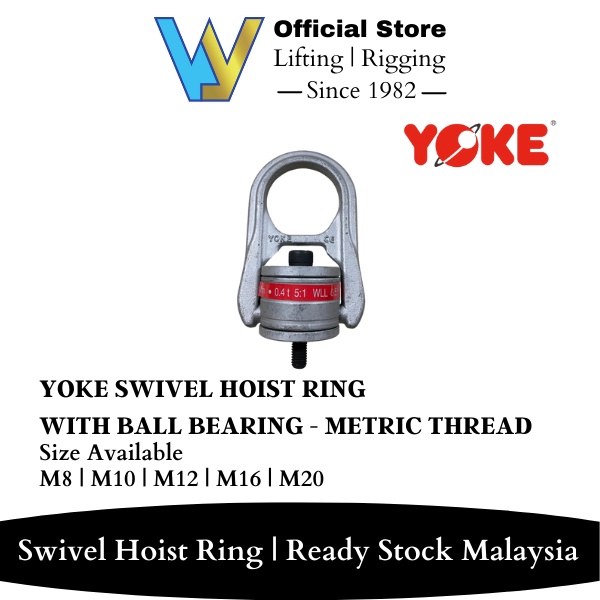 YOKE 8-201 SWIVEL HOIST RING WITH BALL BEARING - METRIC THREAD (M8 ...