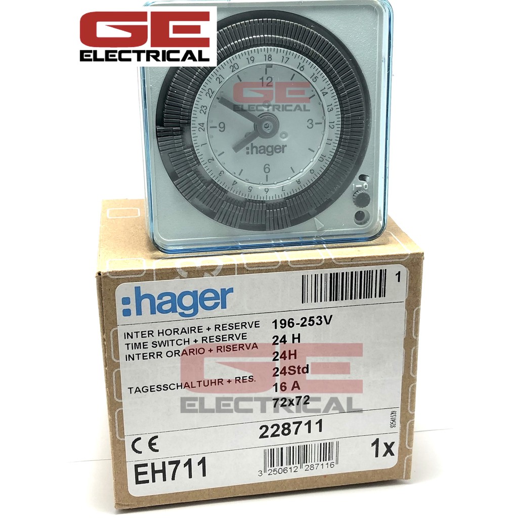 HAGER EH711 24 hours Analog Timer switch + reserve | Shopee Malaysia