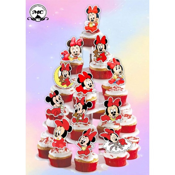 Minnie Mouse Red Cupcake Topper 12pcs.per pack | Shopee Malaysia