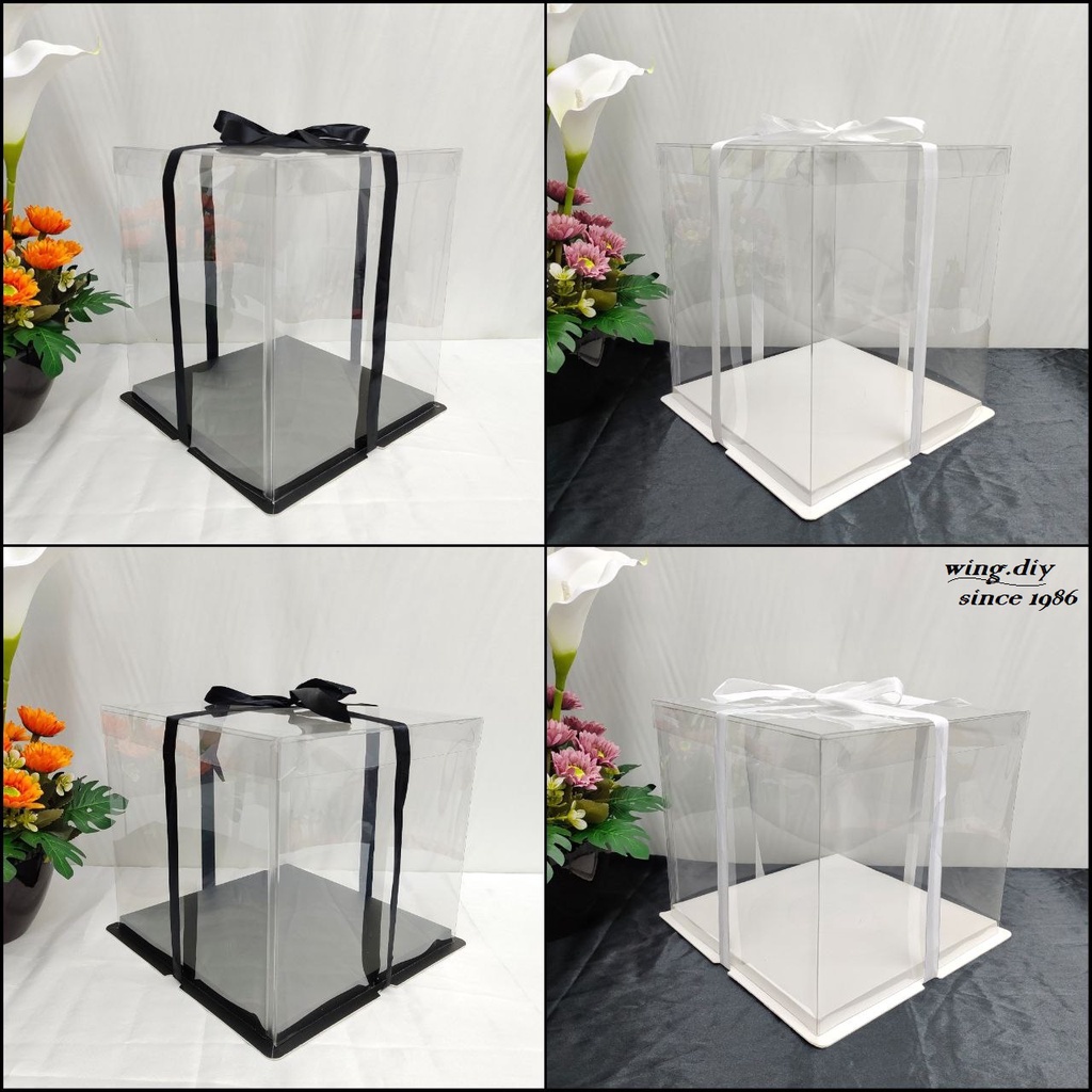 [READY STOCK] TRANSPARENT CAKE BOX WITH RIBBON/ KOTAK KEK TRANSPARENT ...