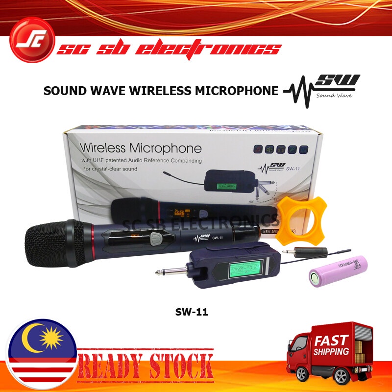 SOUND WAVE UHF WIRELESS MICROPHONE ONE / TWO HANDHELD DYNAMIC CORDLESS ...