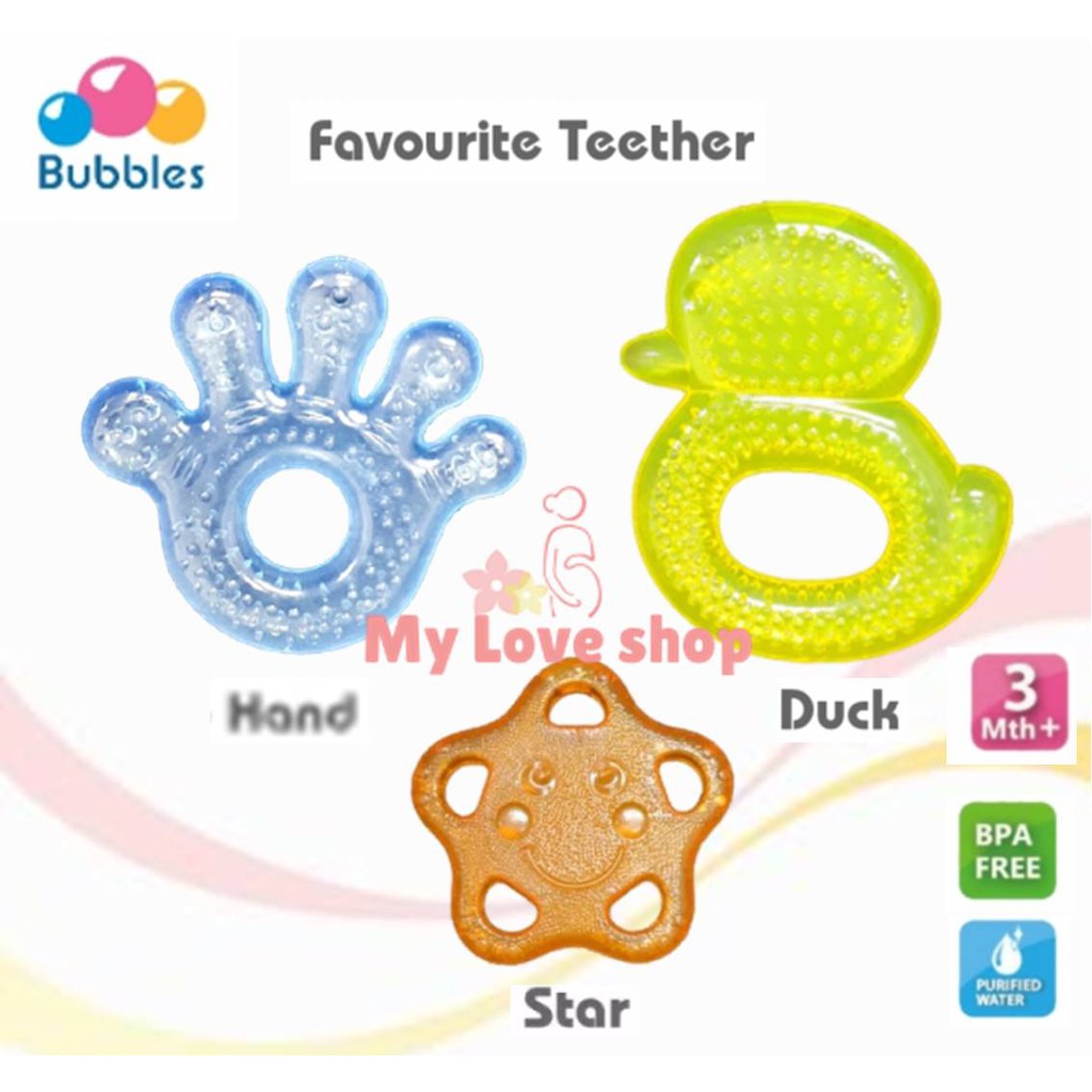 Bubbles Quality Favourite Baby Teether - Duck / Star / Hand | Shopee ...