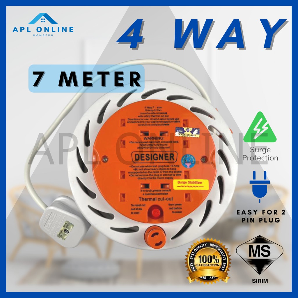 Designer 10Amp 4 Gang Round Extension Box with Safety Reset Shutter 4 ...