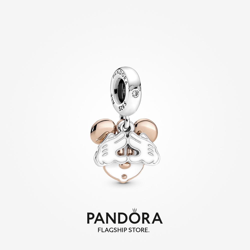 Pandora Disney 14k Rose Gold-Plated Mickey Mouse Double Dangle Charm ...