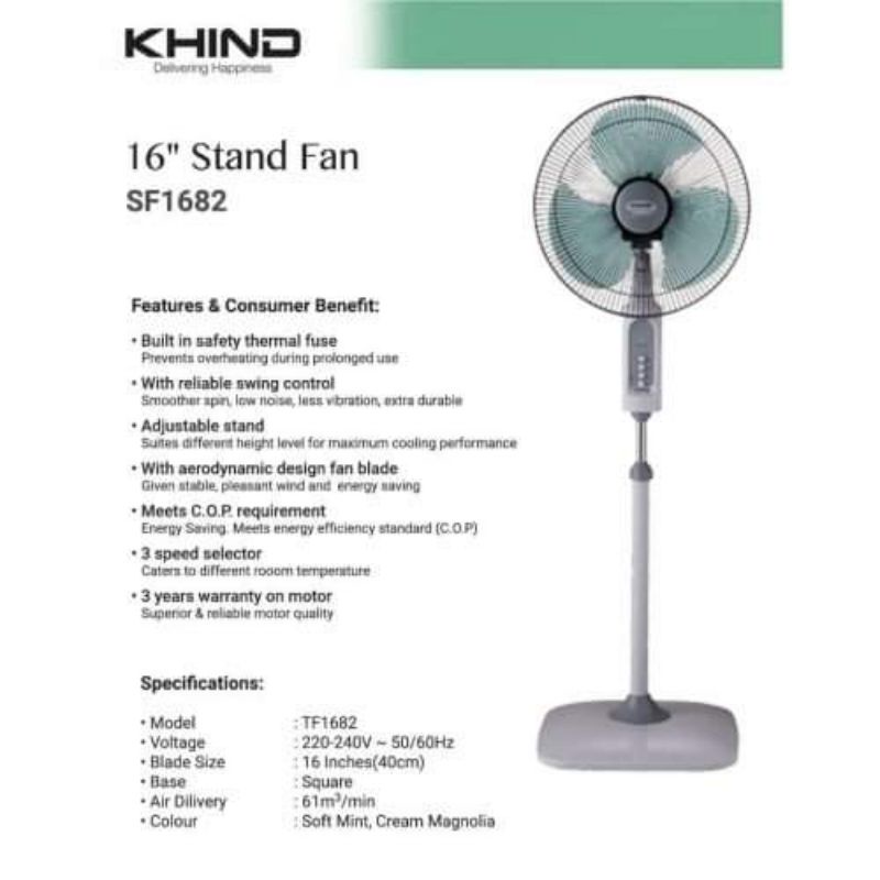 [KHIND] 16'' Stand Fan SF1682 | Shopee Malaysia