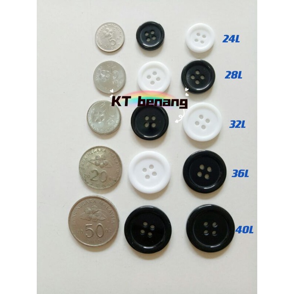 144Pcs Butang Nurse/Poly Button/ Butang Coat Butang Baju Uniform Acrylic Button (18L-40L ...