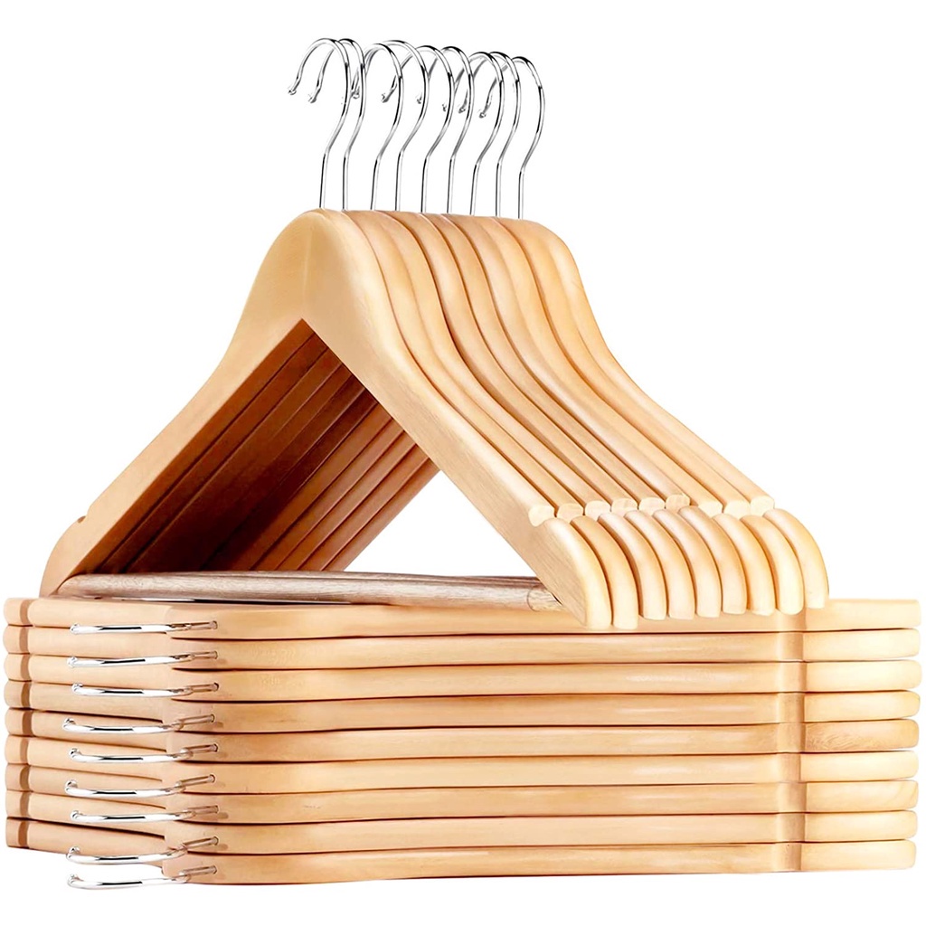 【Msia Ready Stock】High quality wooden hanger clothes hanger wood solid ...