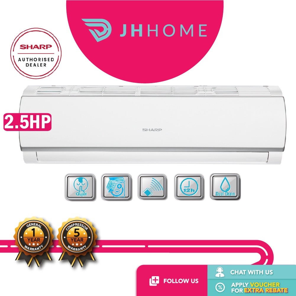 Sharp R32 Air Conditioner Non Inverter Aircond (2.5 Hp) AHA24WCD ...