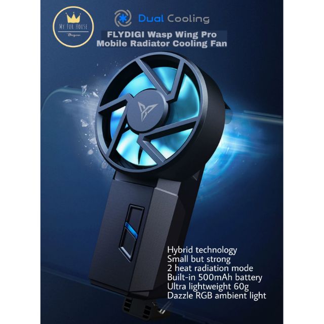Genuine FLYDIGI Wasp Wing Pro Portable Mobile Radiator Cooling Fan Hybrid Semi Conductor Heat ...