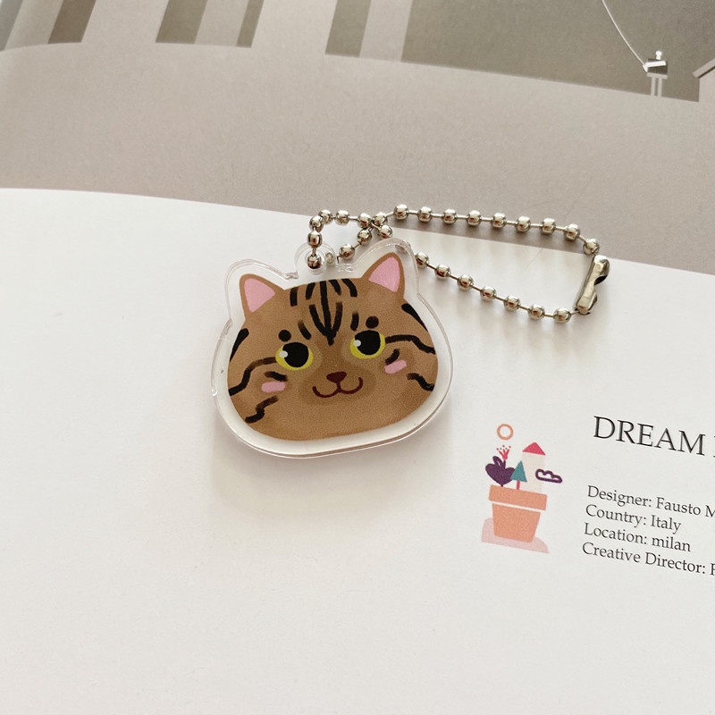 Acrylic Keychain Cute Cartoon Cat Key Ring Cartoon Earphone Pendant ...