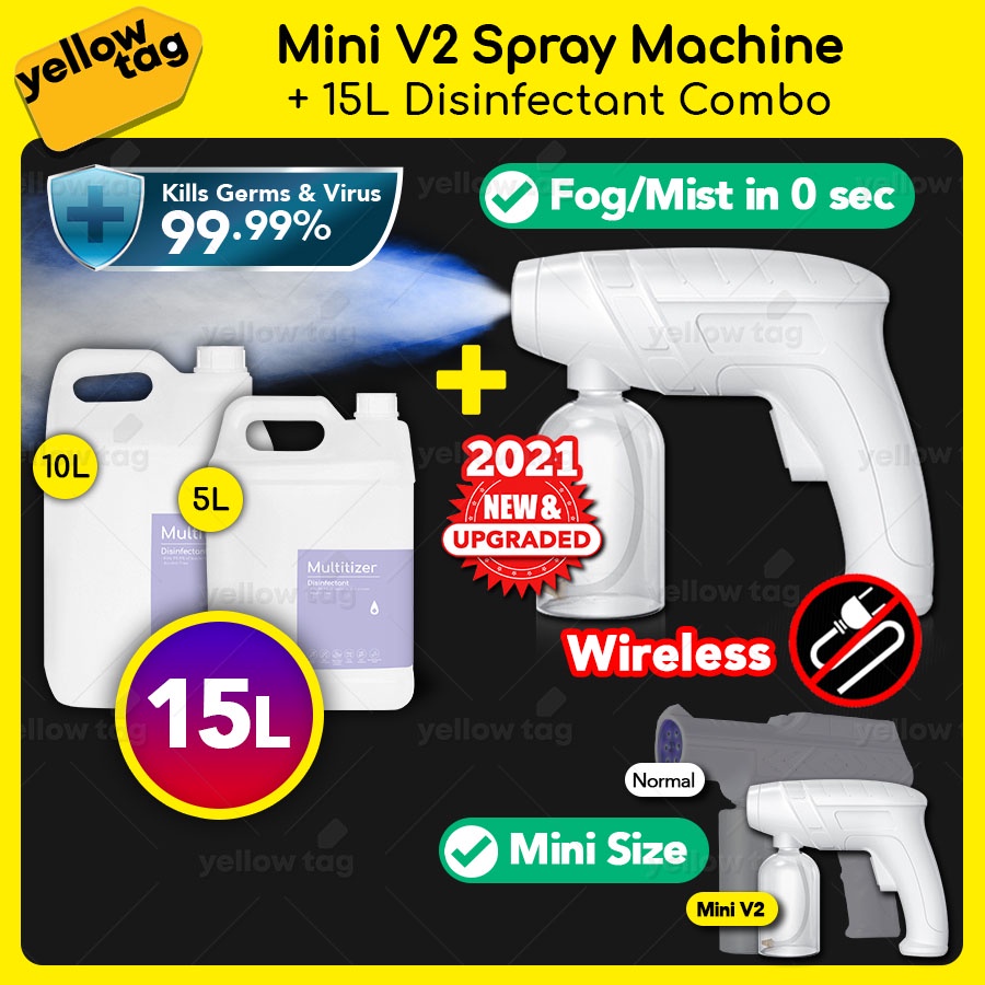 [SUPER MINI V2] 15L Disinfectant + Wireless Mini V2 Nano Spray Gun Blu ...