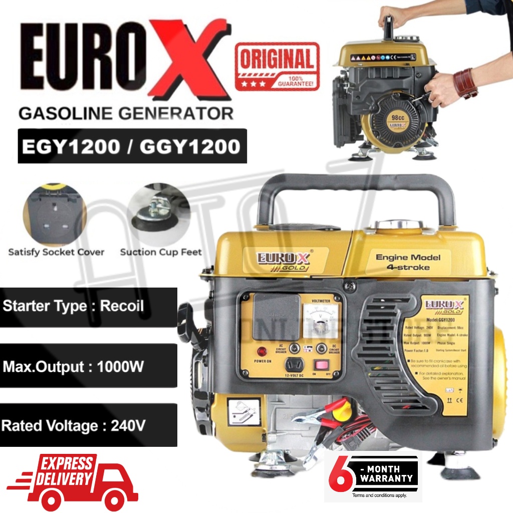 EURO-X GOLD EGY1200/GGY1200 || 240V 1000W 4-STROKE PORTABLE GASOLINE GENERATOR | Shopee Malaysia